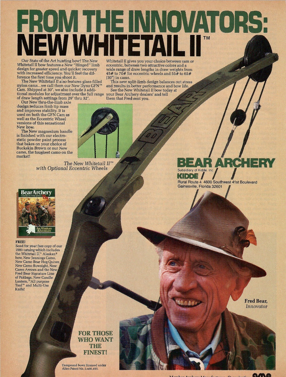 VINTAGE 1985 BEAR ARCHERY COMPOUND BOW HUNTING WHITETAIL II PRINT AD | eBay