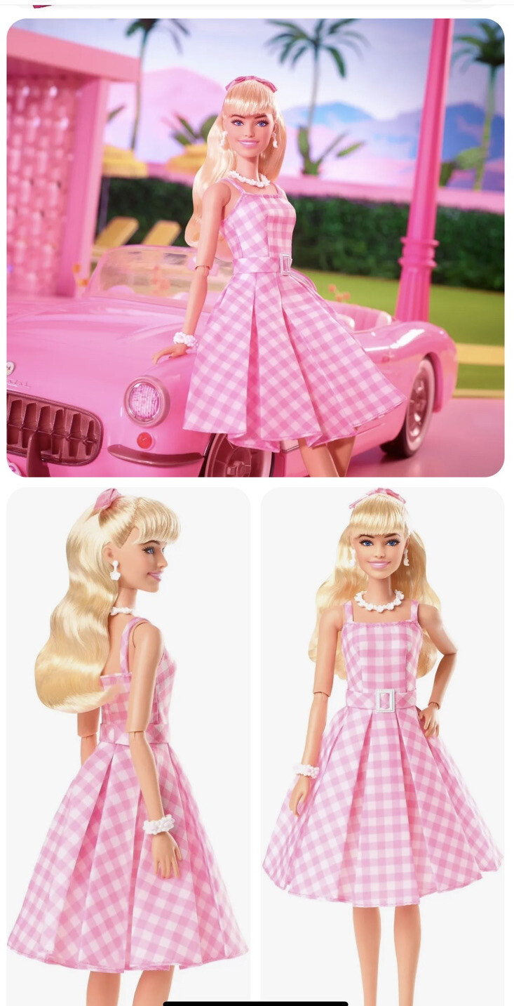 Barbie The Movie Doll Margot Robbie Barbie Pink Gingham Dress ...