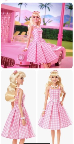 Barbie The Movie Doll Margot Robbie Barbie Pink Gingham Dress ...