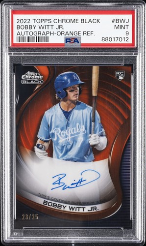 2022 TOPPS CHROME BLACK AUTOS ORANGE REFRACTOR BOBBY WITT JR. 23/25 PSA ...