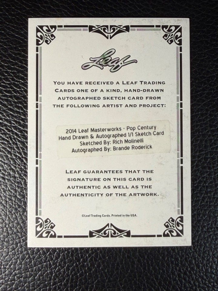 2014 Leaf Masterworks Pop Century Sketch Brande Roderick Rich Molinelli ...