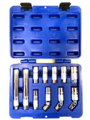 Cornwell NEW 11 Piece Magnetic Spark Plug Socket Set Snap Latch Case ...