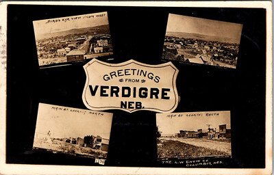 GREETINGS FROM VERDIGRE NEBRASKA MULTI VIEW OLD REAL PHOTO POSTCARD | eBay