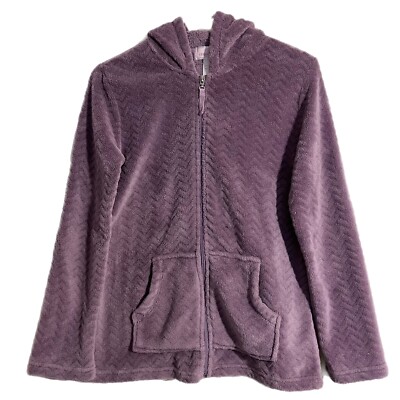 Stan Herman Womens Soft Lavender Full Zip Fleece 2 Pockets Hooded ...