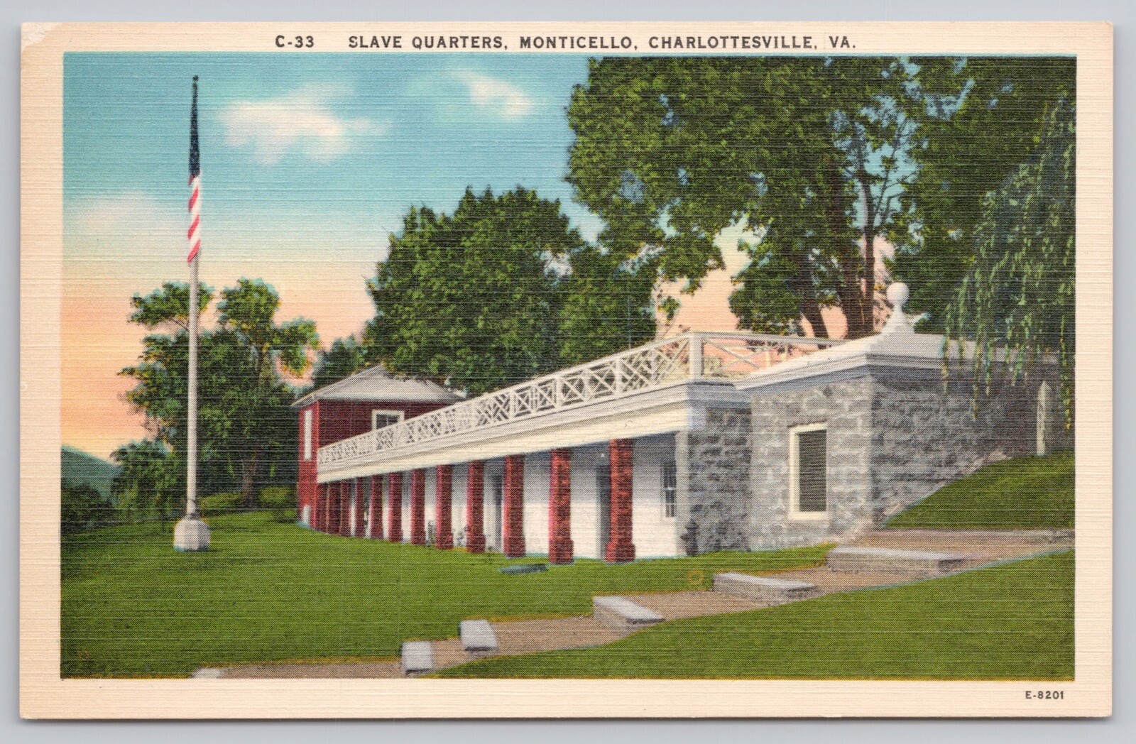 Slave Quarters Monticello Charlottesville Virginia VA Linen Postcard ...