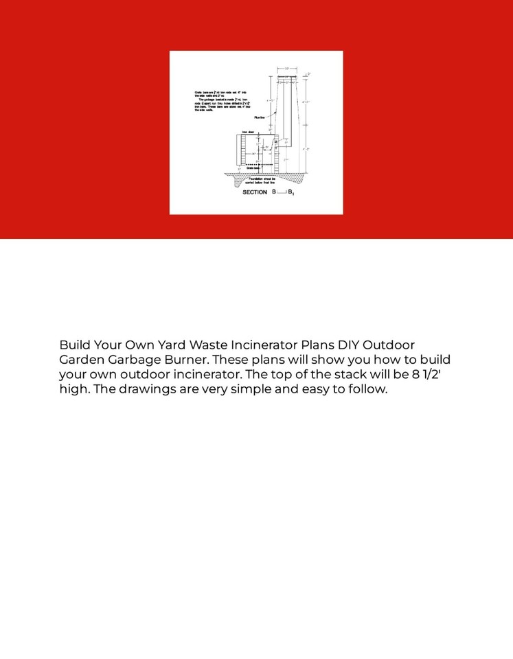 Incinerator Plans DIY Outdoor Garden Garbage Yard Waste Burner Build ...