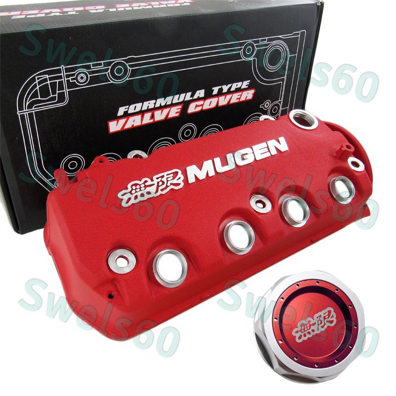 Red MUGEN Racing Rocker Engine Valve Cover w/ Oil Cap For Honda Civic ...