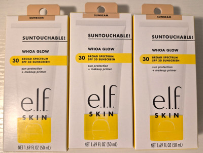 Elf Skin Suntouchable Whoa Glow SPF 30 Sunscreen + Primer 3 Set NEW | eBay