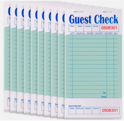 Guest Check Books for Servers Order Book 10 Pack Restaurant Server ...