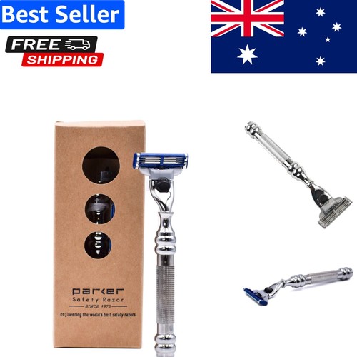 Luxury Chrome-Plated Heavyweight Razor with Textured Grip for Precision ...