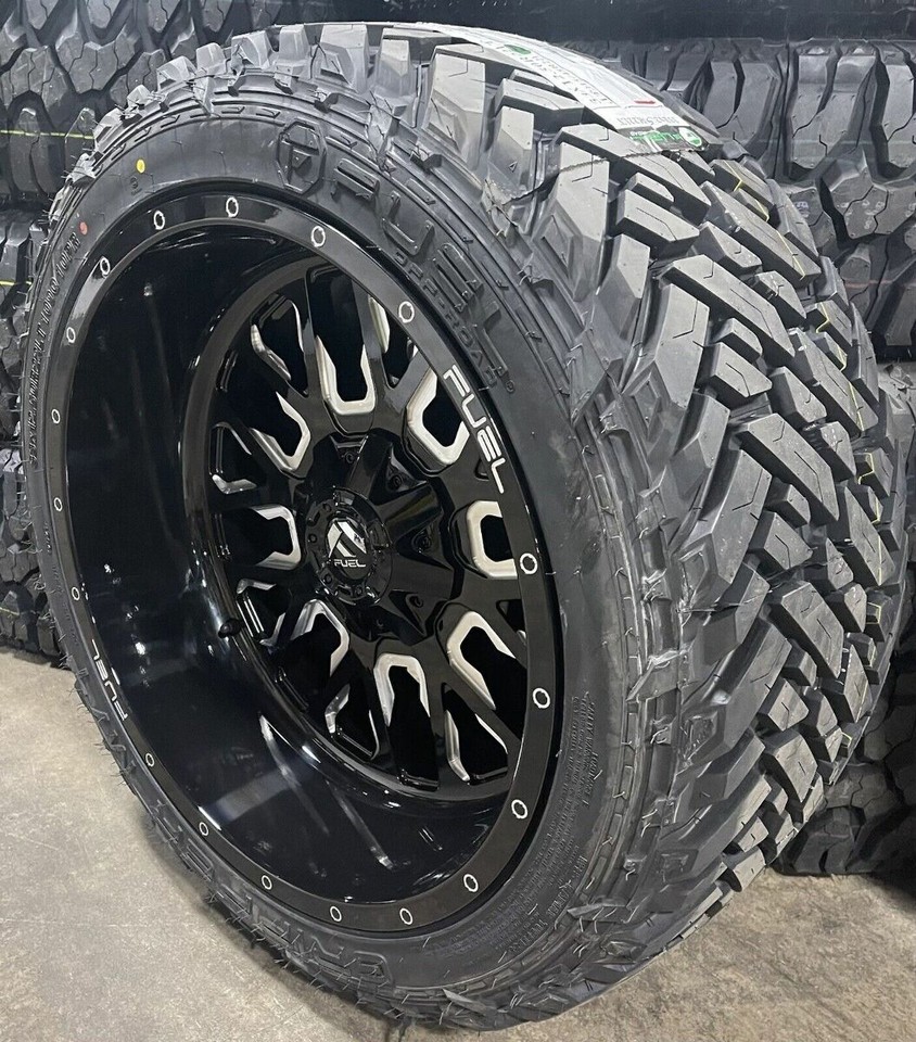 22x12 Fuel D611 Stroke Wheels 33" MT Tires Package 6x5.5 Ford Bronco ...