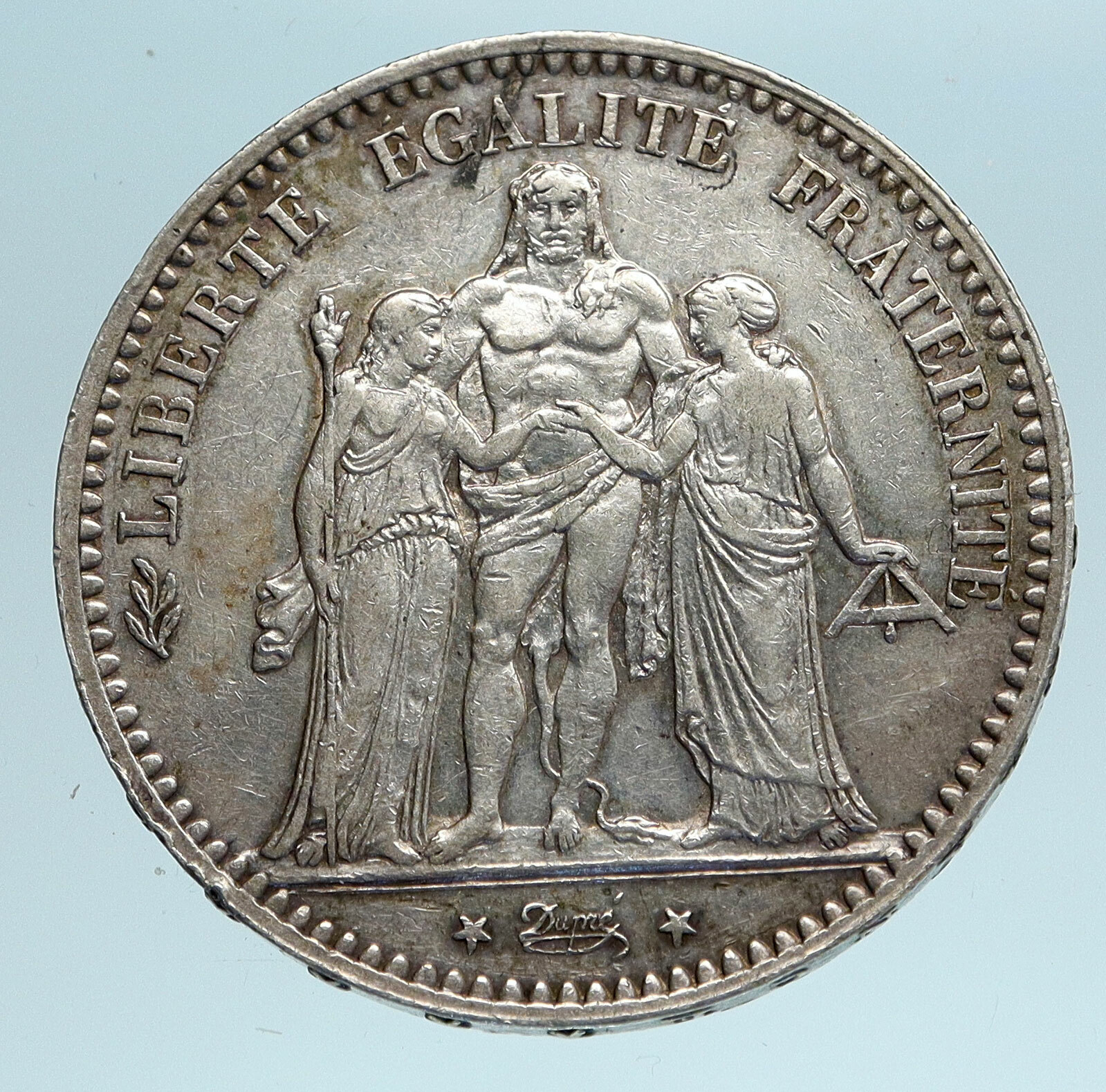 1875 A FRANCE Hercules Group Antique Genuine Silver 5 Franc French Coin ...