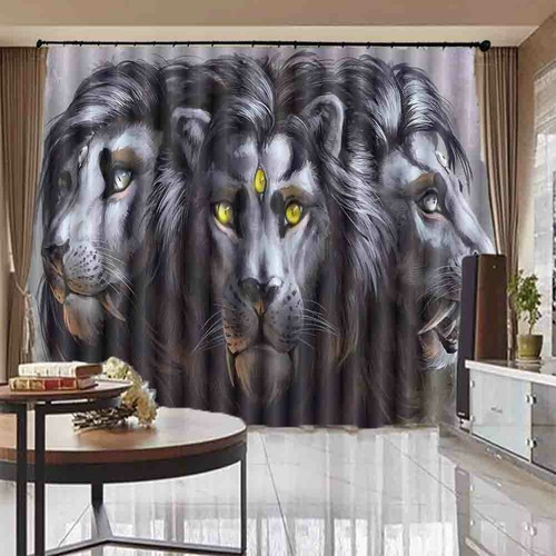 Great Three Eyed Lion 3D Blockout Photo Print Curtain Fabric Curtains ...