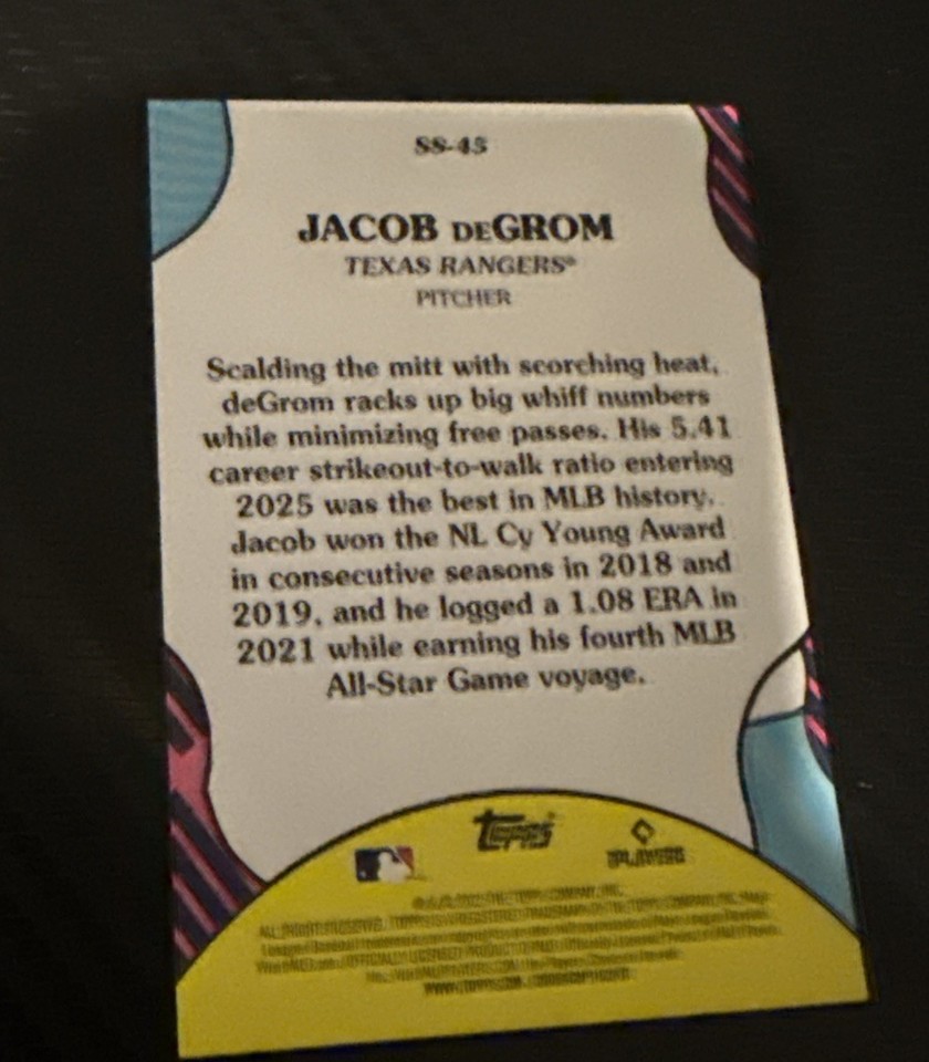 2025 Topps Series 2 #SS-45 Jacob deGrom Summer Superstars Texas Rangers | eBay