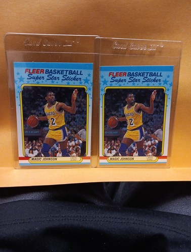 MAGIC JOHNSON LOT OF 2 1988 FLEER STICKERS #6 NM Fast Shipping Super ...