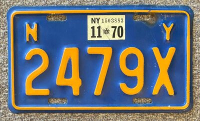 New York 1970 MOTORCYCLE License Plate # 2479X | eBay