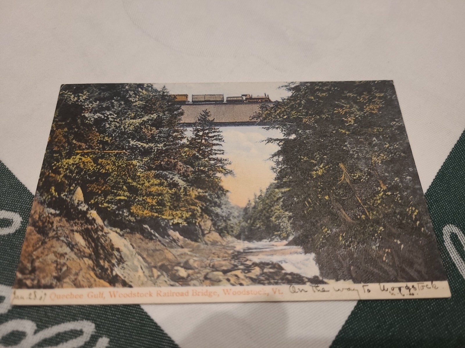 Vintage 1907 Quechee Gulf Woodstock Railroad Train Bridge Woodstock Vt ...