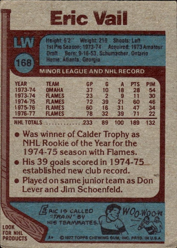 ERIC VAIL CARD #168 50% OFF ENTIRE STORE B21R2S9P22 | eBay