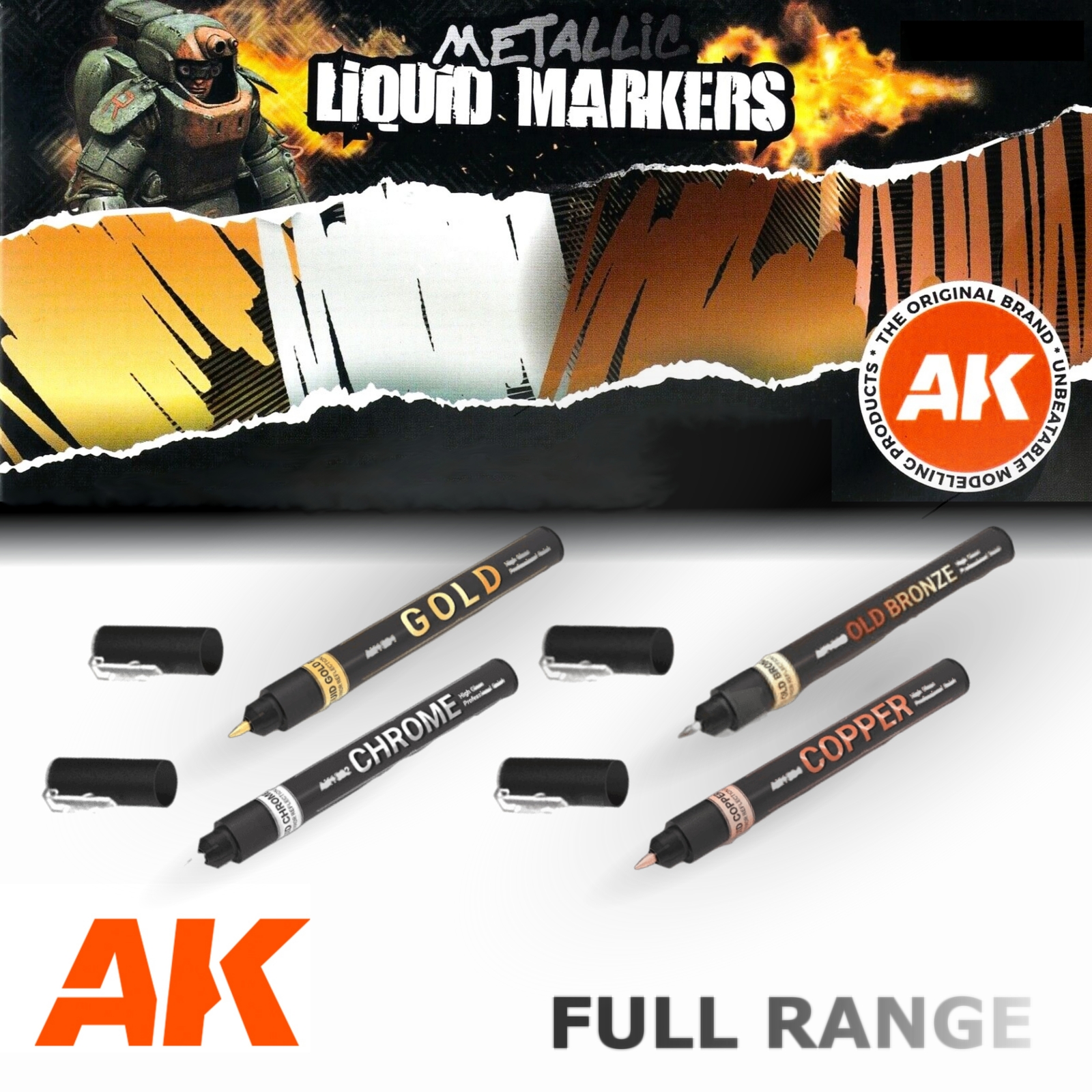 AK Interactive: Metallic Liquid Markers - 1.0mm Fine Tip - Marker Full ...