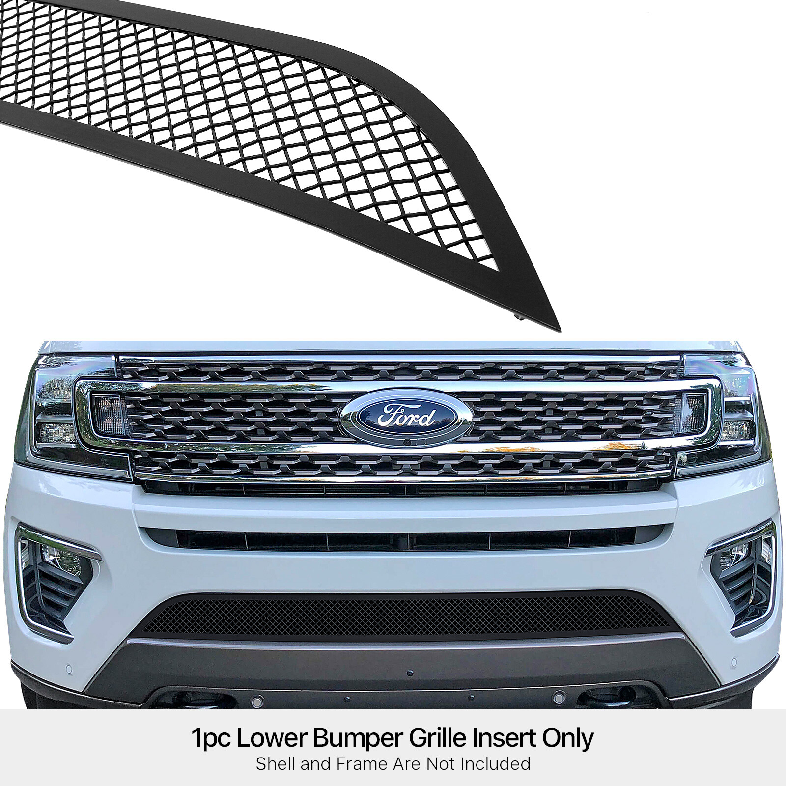Fits 2018-2024 Ford Expedition Lower Bumper Stainless Black Mesh Grille ...