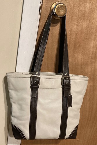 Coach Hampton Carryall Tote Bag Leather F11201 Handbag Off White Dark ...