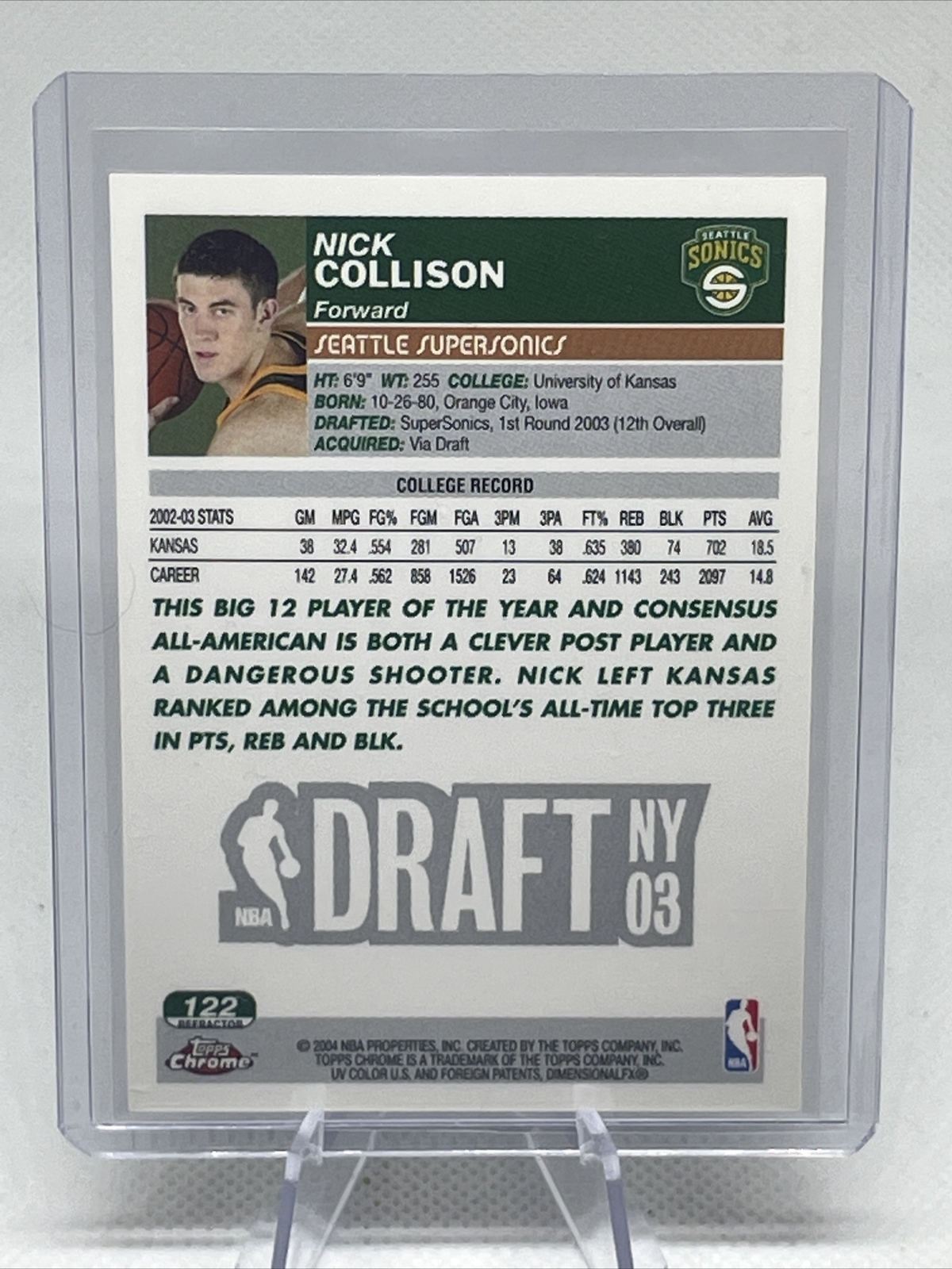 2003-04 Topps Chrome - Refractor #122 Nick Collison (RC) for sale ...