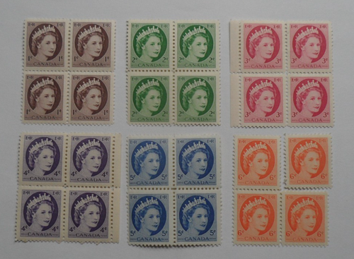 STAMPMART : CANADA 1954 SC#337-342 QUEEN ELIZABETH II 6v MNH BLOCK ...
