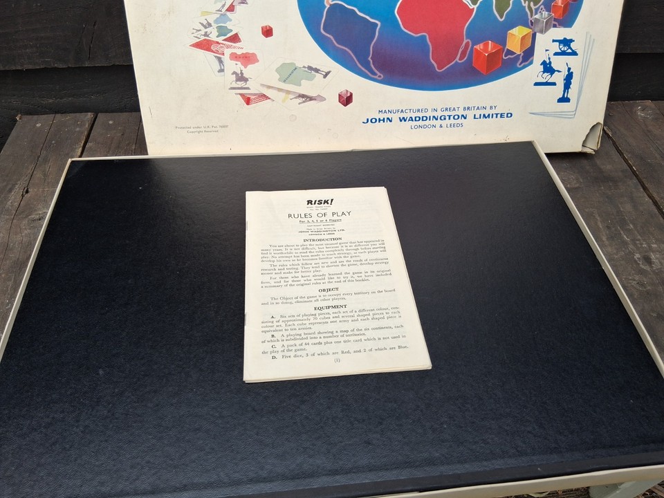 Vintage RISK Board Game Waddingtons War Strategy 1960s COMPLETE free p ...