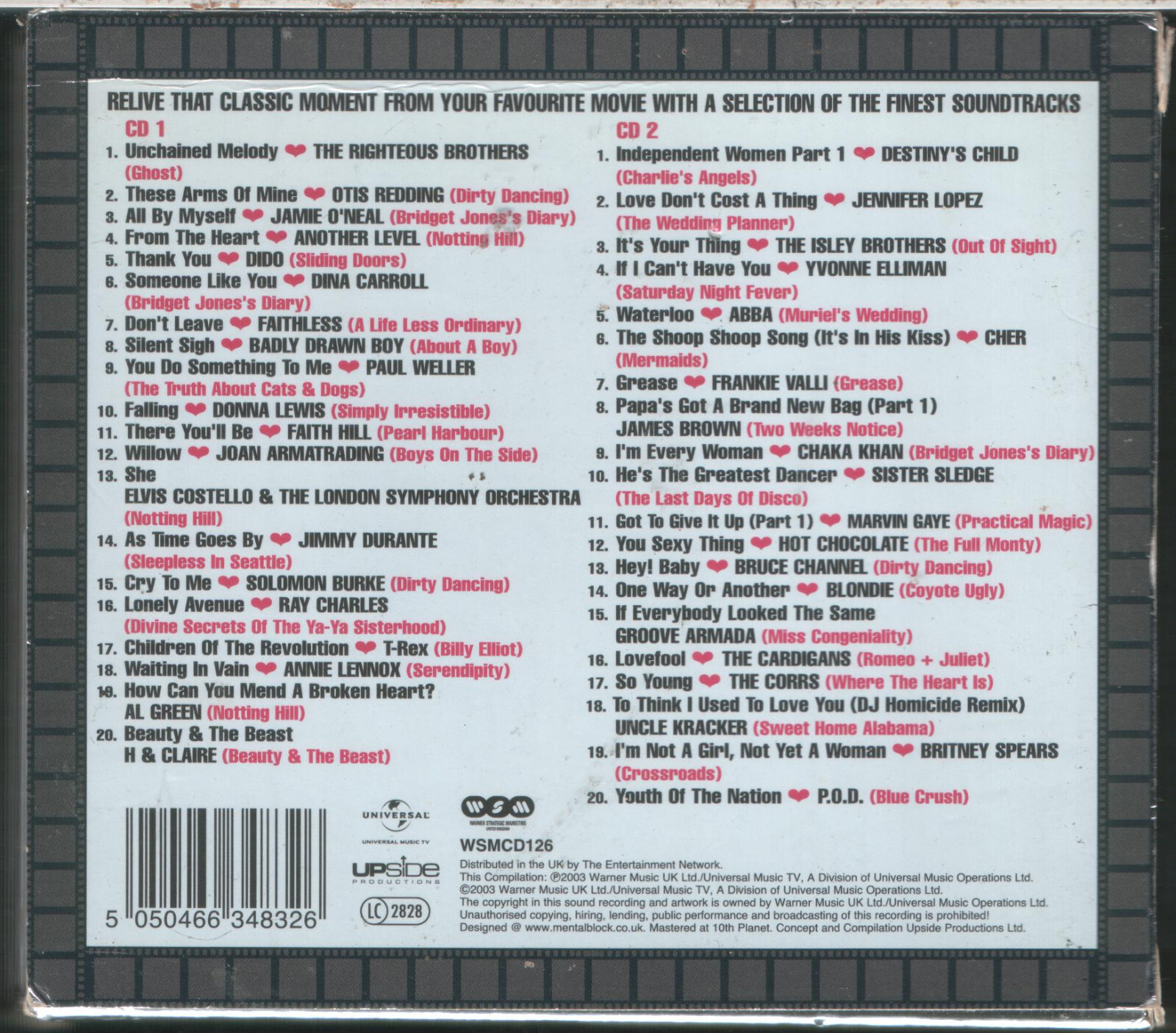 CHICK FLICKS - THE SEQUEL – 2 CD SET (2003) 40 TRACKS: DIDO FAITHLESS ...