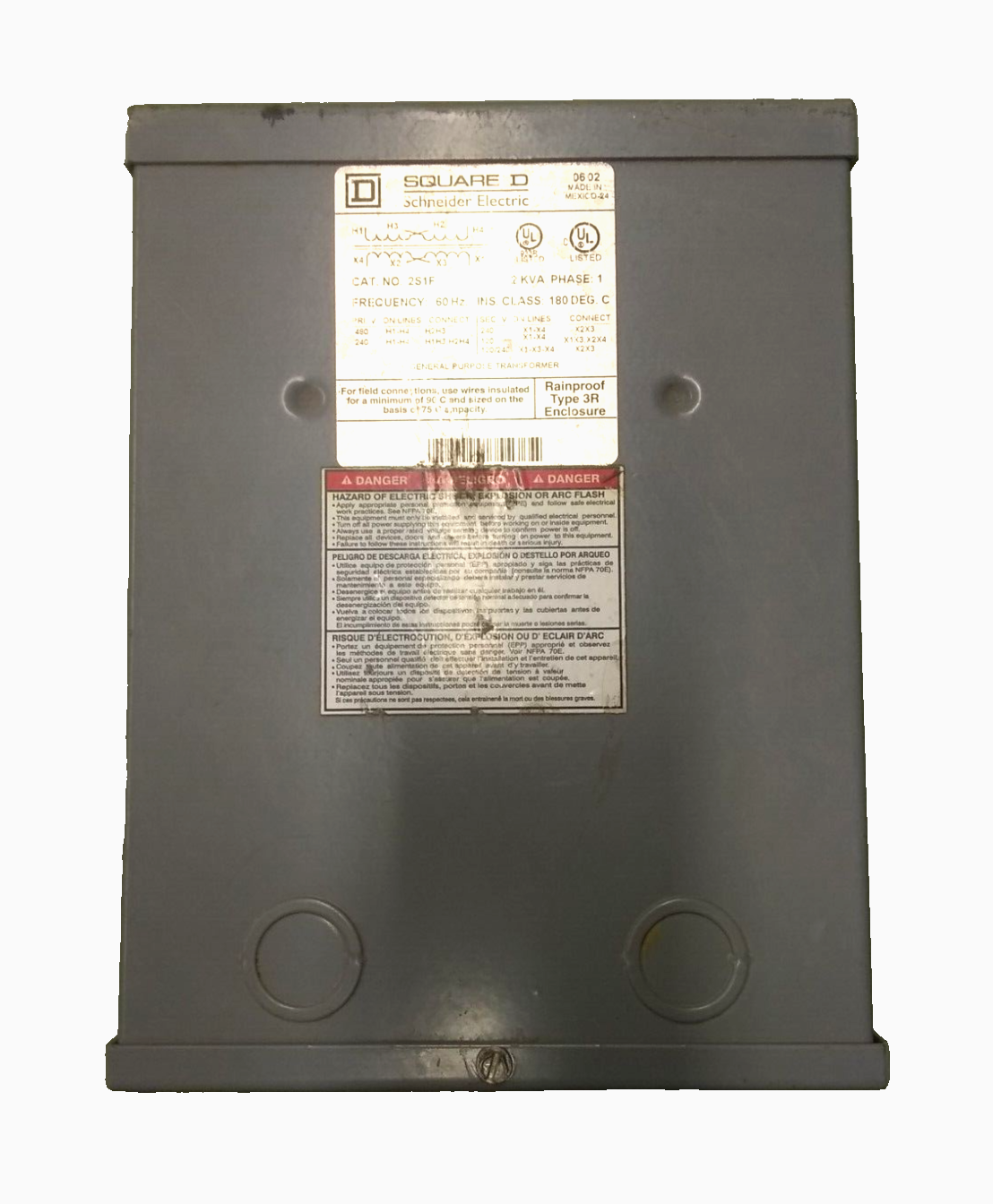 SQUARE D TRANSFORMER 2S1F 2KVA 1PH 240/480V PRI 120/240V SEC | eBay