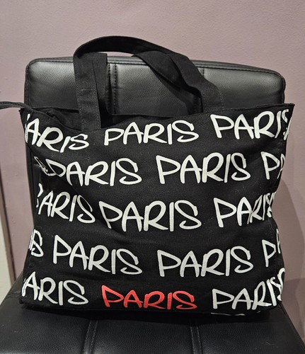ROBIN RUTH BLACK COTTON PARIS TOTE BAG TWO HANDLES SHOPPER | eBay