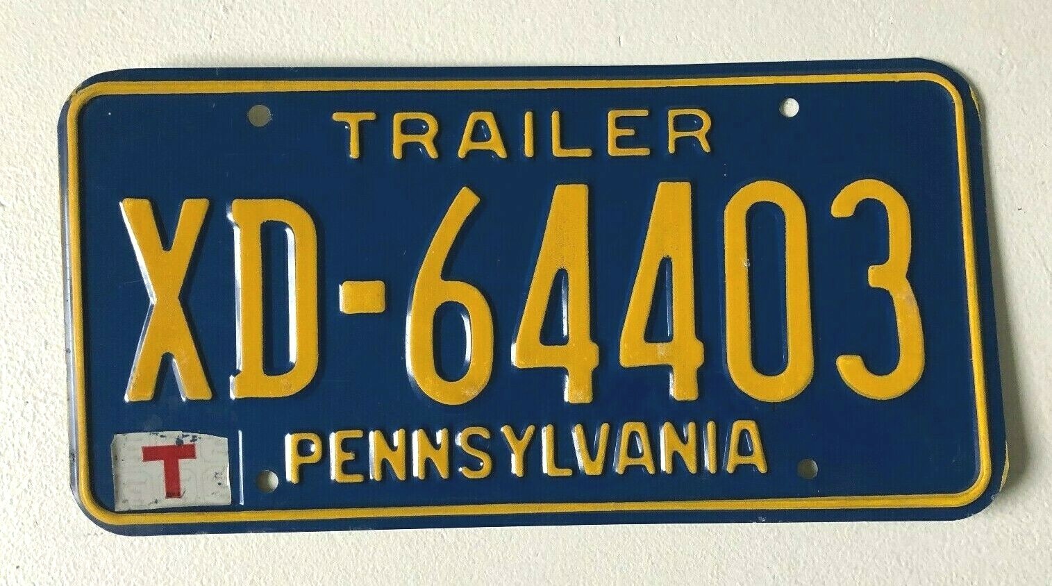 Vintage Navy Blue / Yellow Pennsylvania TRAILER PA License Plate "XD ...