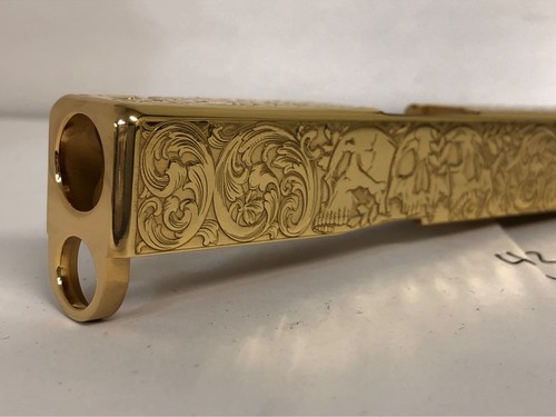 DEEP Laser engraved 24k gold plated glock 43 Slide gen 3 skulls n ...