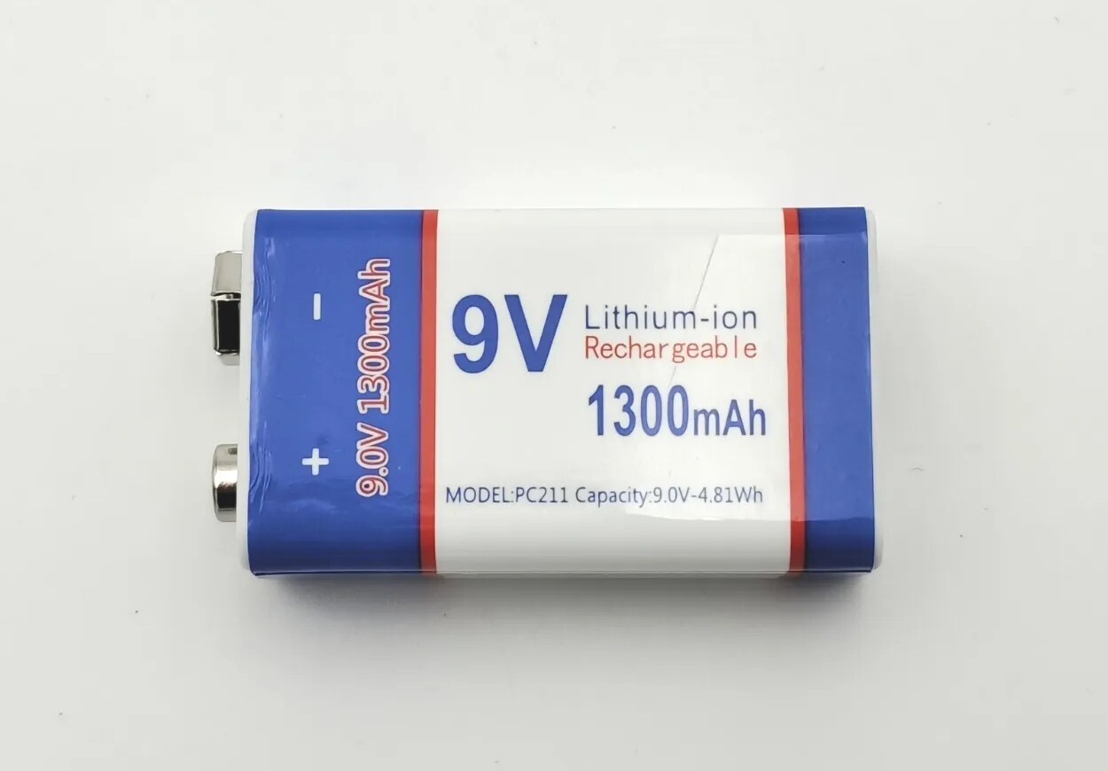 2 x 9v Lithium Rechargeable Battery 9volt Li-ion + USB charging Cable ...