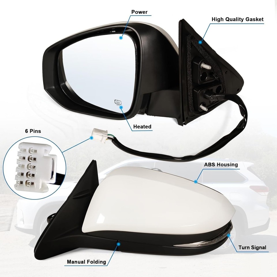 Left Driver side Mirror Fits 2014-2019 Toyota Highlander With Power ...