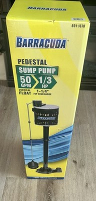 Barracuda Sump Pump 1/3 HP Thermoplastic Pedestal Sump Pump NEW 691 ...