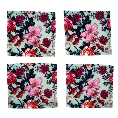 4pc Maine & Crawford Cecily Fleur 10cm Cloth Coaster Set Square Drink Mat Pink | eBay Australia