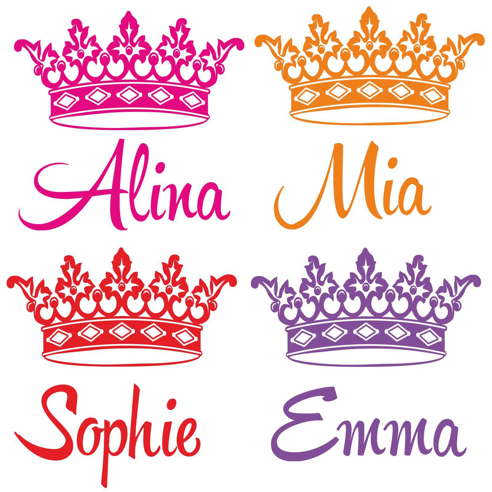Mädchen Name Krone Tür Aufkleber Wandtattoo Türaufkleber Prinzessin ...