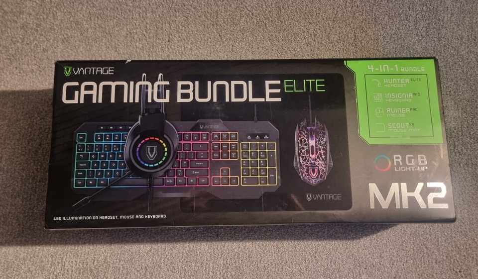 VANTAGE GAMING BUNDLE 4-IN-1 USB WIRED GAMING KEYBOARD, HEADSET, MOUSE ...