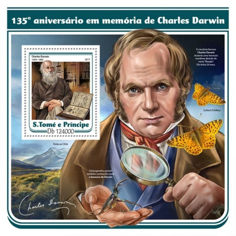 St Thomas - 2017 Charles Darwin - Stamp Souvenir Sheet - ST17213b | eBay UK