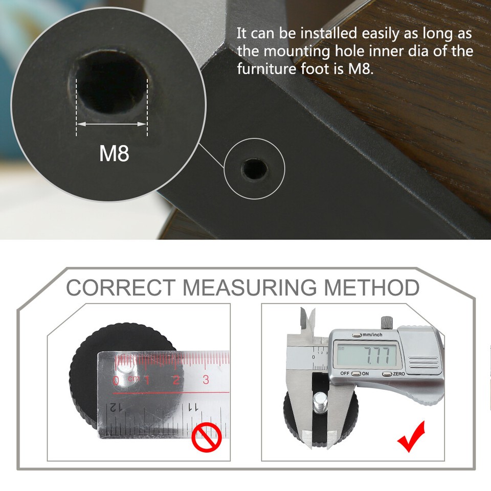 M8 x 15 x 40mm Leveling Feet Adjustable Leveler for House Cabinet Leg ...