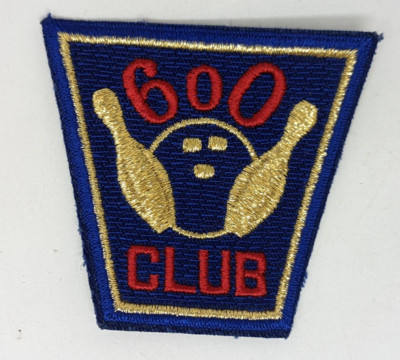 VTG 600 Club Bowling Pin Ball Award Sports Blue Gold Embroidered Patch ...
