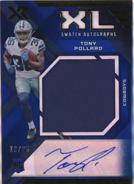 2019 Panini XR - Rookie XL Swatch Autographs Tony Pollard #RXL-18 Blue ...