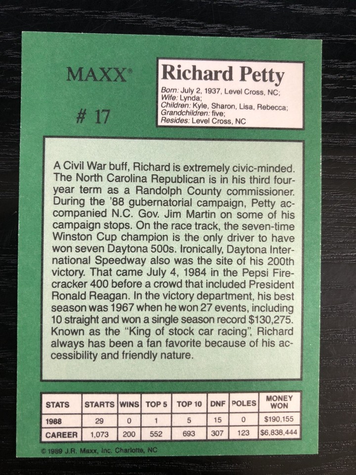 1989 Maxx Crisco special edition Richard Petty Card #17 | eBay