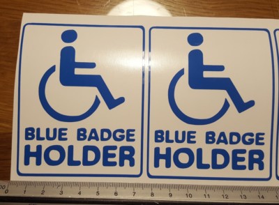 BLUE BADGE HOLDER DECALs STICKERs DISABLED CAR WINDOW NORM/REVERSE BLUE ...