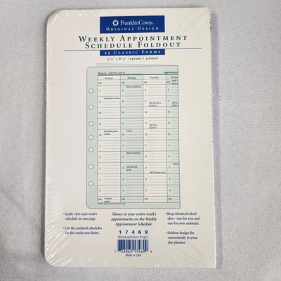 Weekly Appointment Schedule Foldout Franklin Covey Classic Planner ...