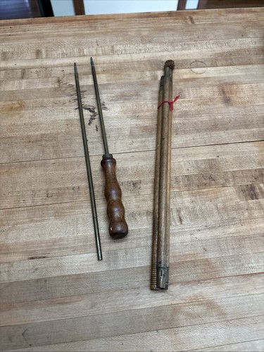 2 Antique Piece Wood Brass Metal Shotgun Gun Cleaning Rod Tools | eBay