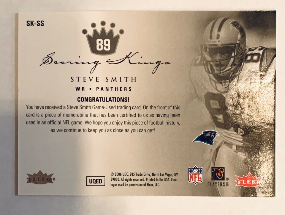 Steve Smith 2006 Fleer Ultra Scoring Kings Jersey Card #SK-SS Panthers ...