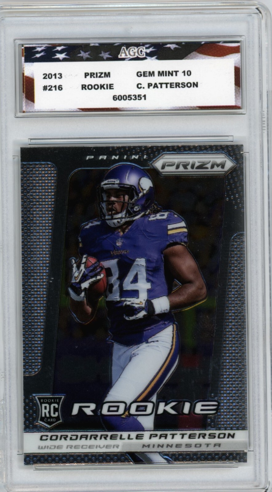 2013 Prizm #216 Cordarrelle Patterson Rookie Card AGC 10 Gem Mint ...