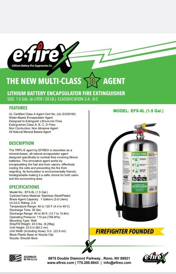 🔥eFireX Lithium Class D Fire Extinguisher Brand New 6 Liter (20lb) W ...